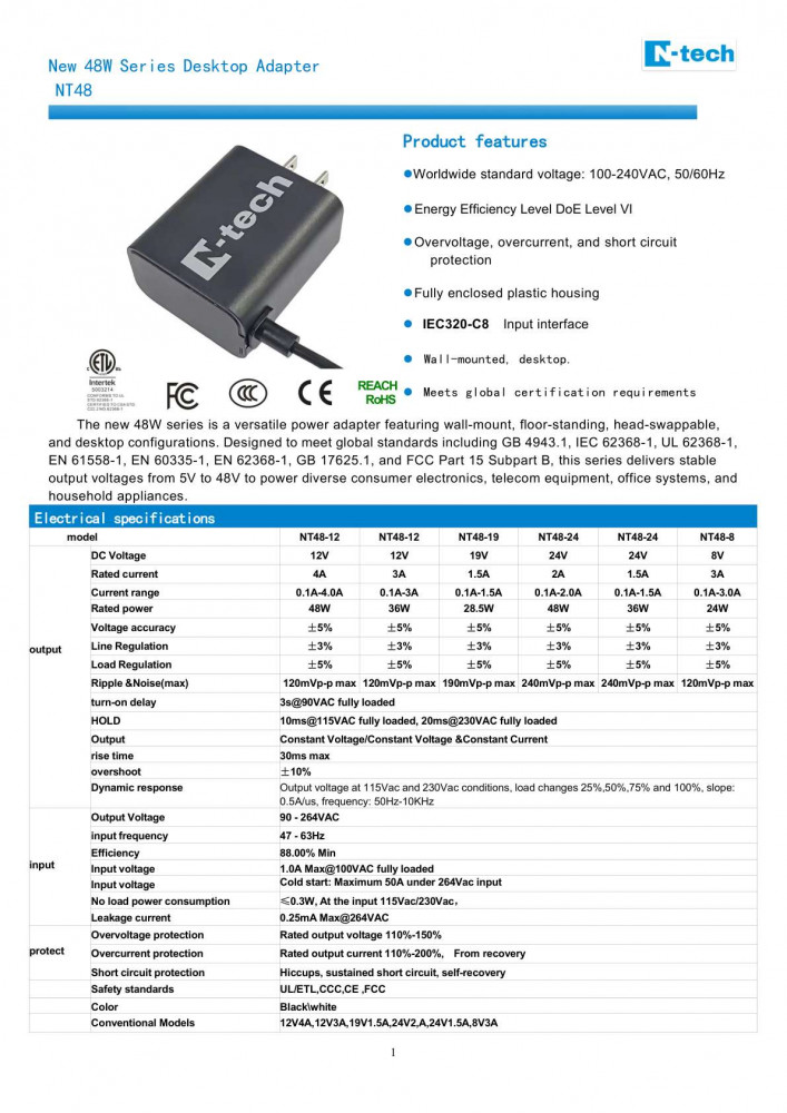 NT48W-12V 4A-D technical document page 1