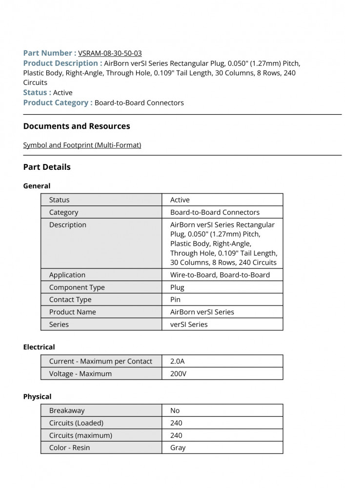 VSRAM-08-30-50-03 technical document, page 1