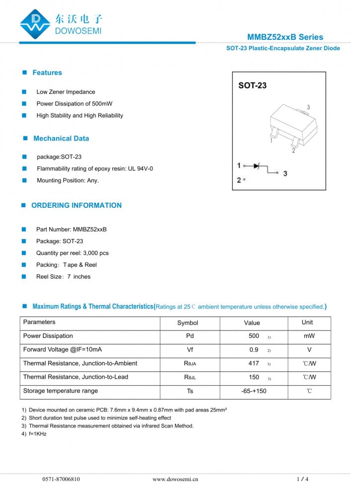 MMBZ5242B datasheet page 1