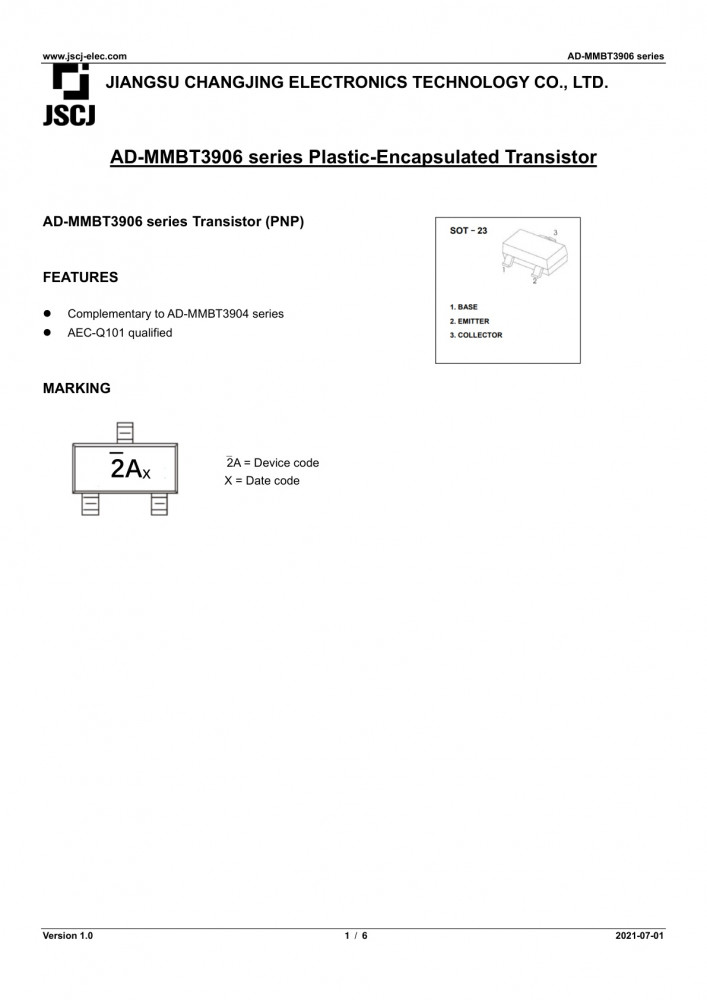 AD-MMBT3906 datasheet page 1