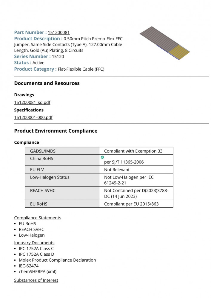 MOLEX 151200081 technical document image 1