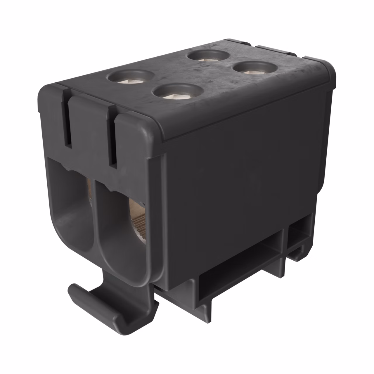 High Current Universal Clamp Tapping Terminal Block, 35.00mm DIN-rail Mount, 150.0A / 600V, Grey Housing and Cover, 1 Circuit, 4 Terminations for sale
