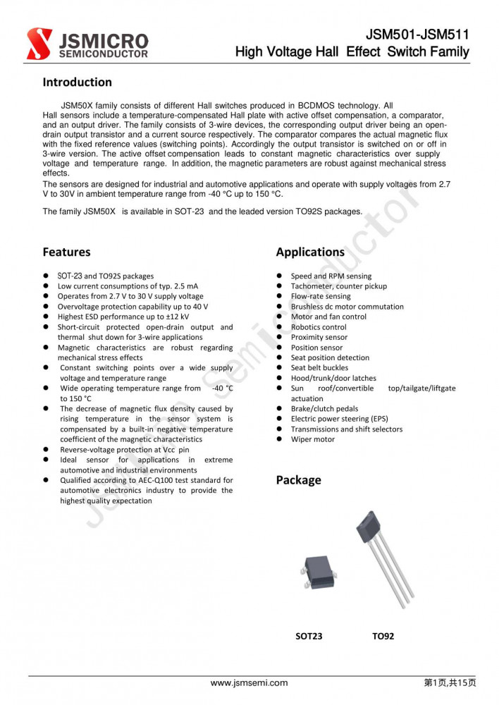 JSM502 datasheet page 1