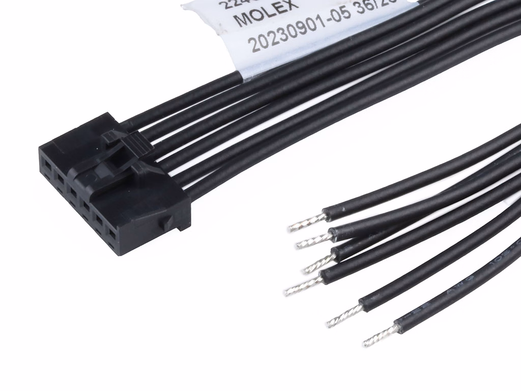KK Plus 250-to-Pigtail Off-the-Shelf (OTS) Cable Assembly, 2.50mm Pitch, Single Row, 300.00mm Length, 6 Circuits, Black for sale