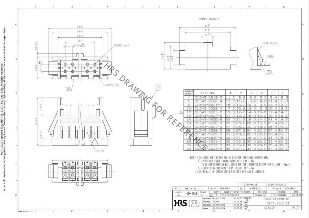 HRS DF11-18DEP-2C technical drawing preview