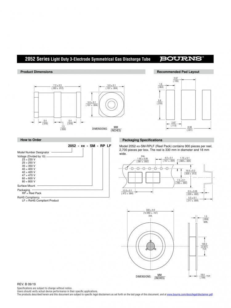 BOURNS 2052 series datasheet page 2