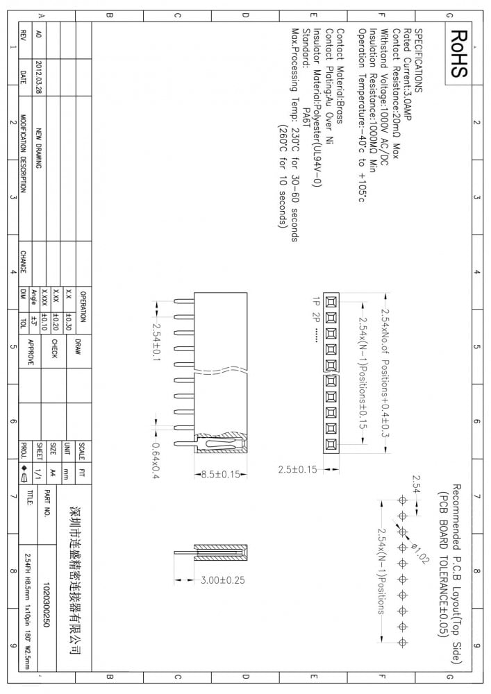 Liansheng 1020300250 technical drawing
