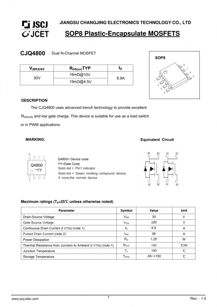 CJQ4800 datasheet page 1