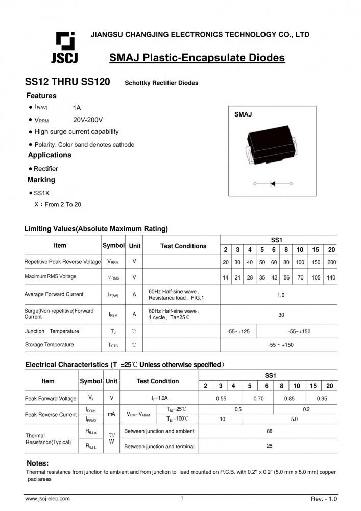 SS115 datasheet page 1