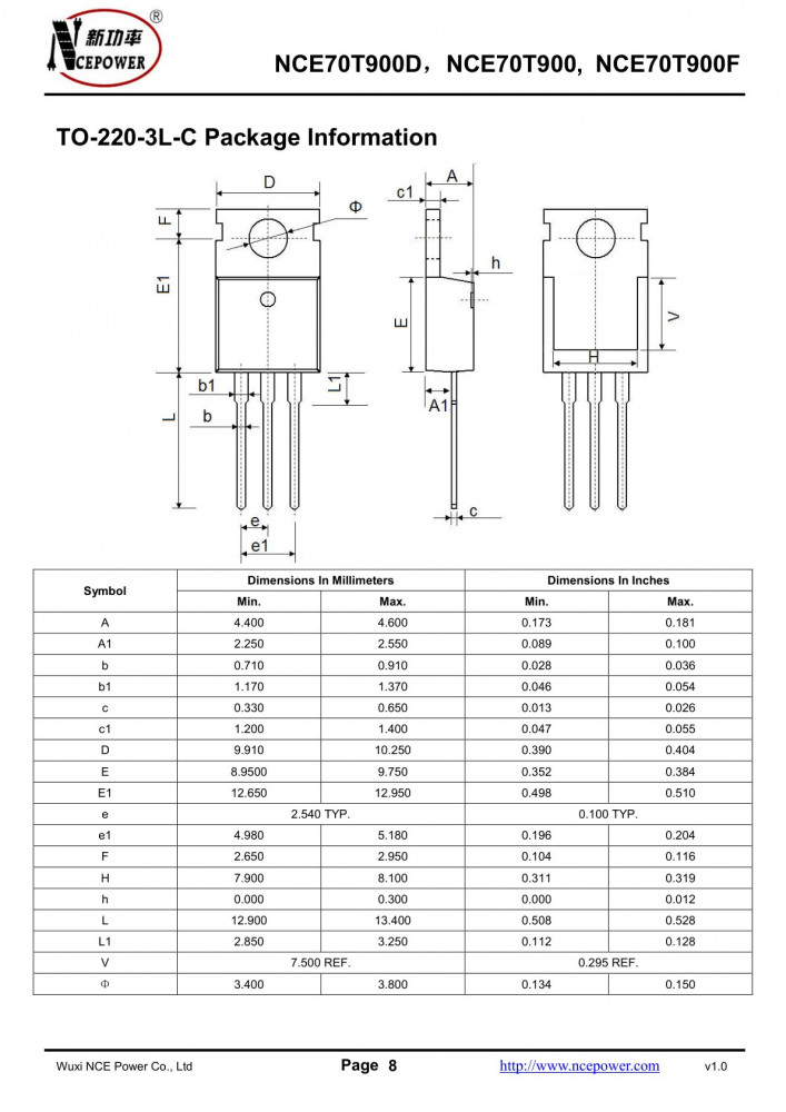 NCE70T900F datasheet page 8