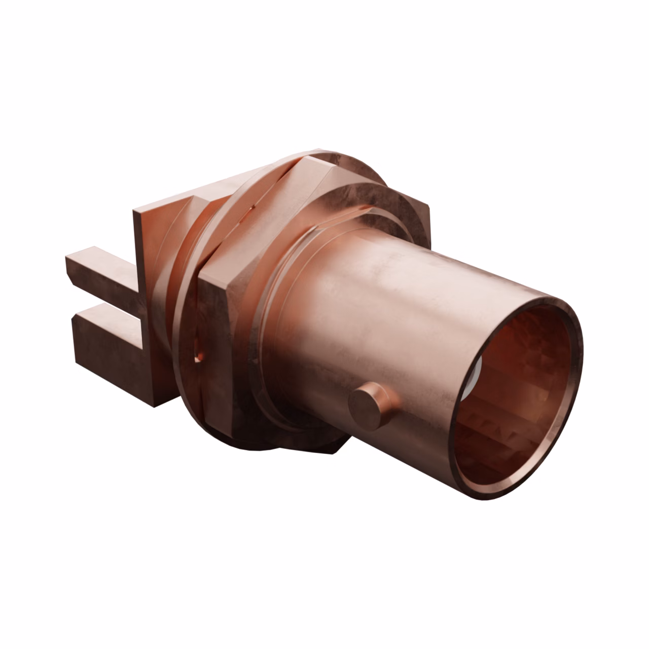 BNC Jack, Straight, Bulkhead Receptacle, PCB, Edge Mount, Brass Body, Nickel (Ni) Plated, 3 GHz, Tray, 75 Ohms for sale
