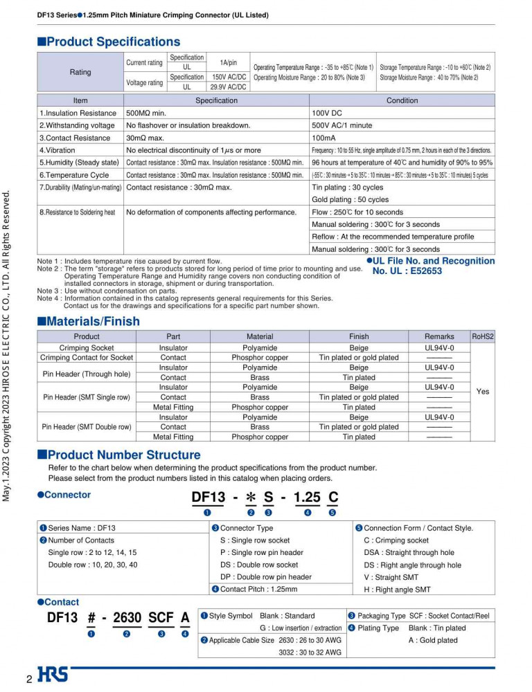 HRS DF13 datasheet page 2