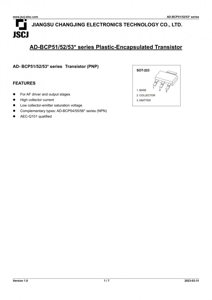 AD-BCP52 datasheet page 1