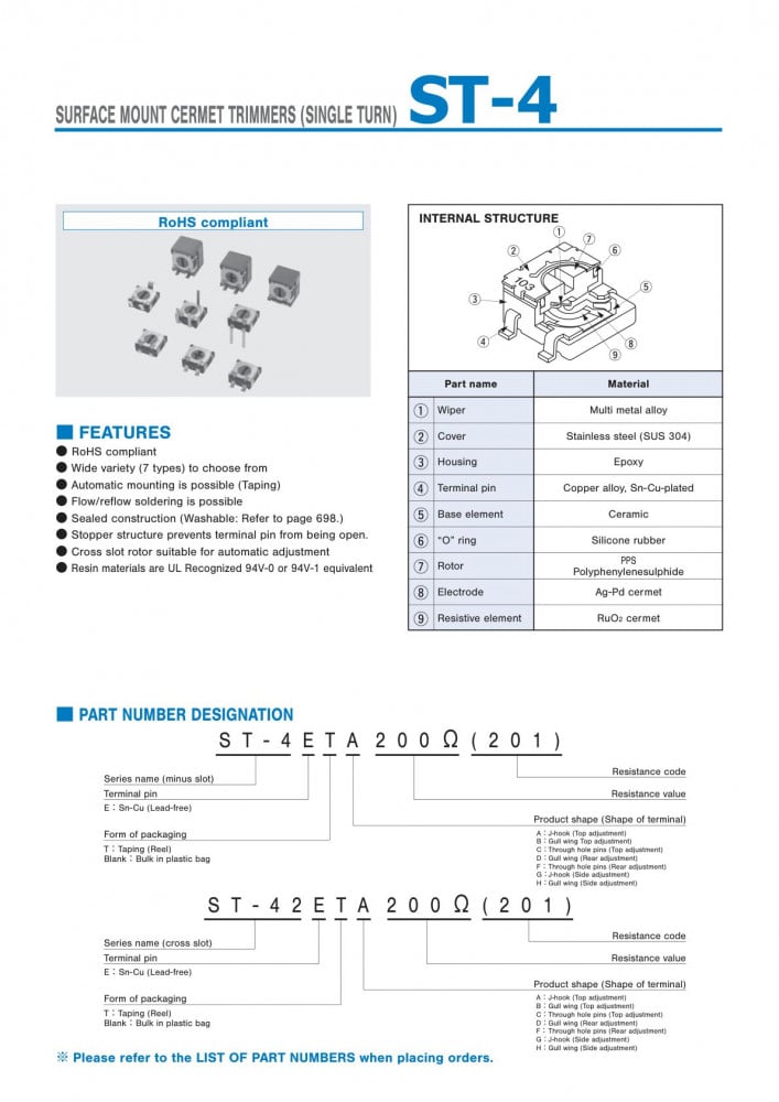 Nidec ST-4ETB101 datasheet page 1