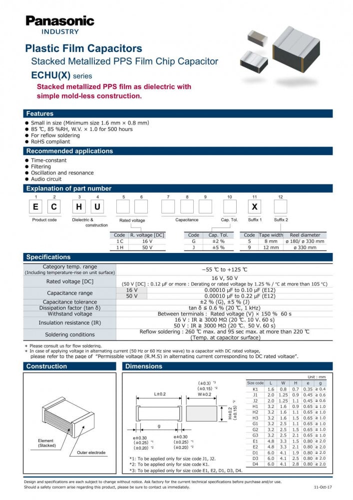 ECHU(X) datasheet page 1