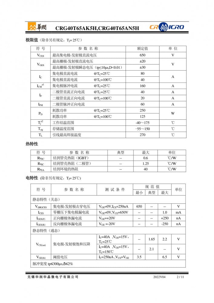 CRG40T65AN5H datasheet page 2