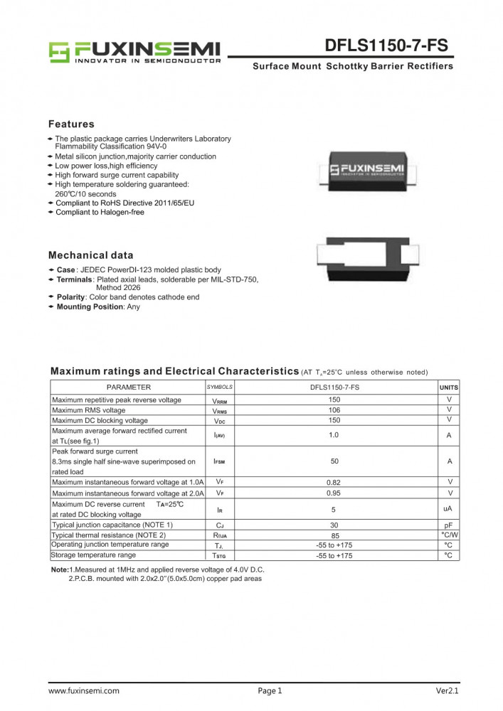 DFLS1150-7-FS datasheet page 1