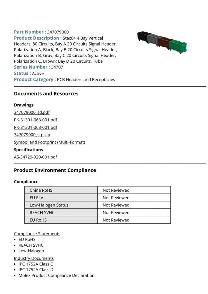 MOLEX 347079000 technical document page 1