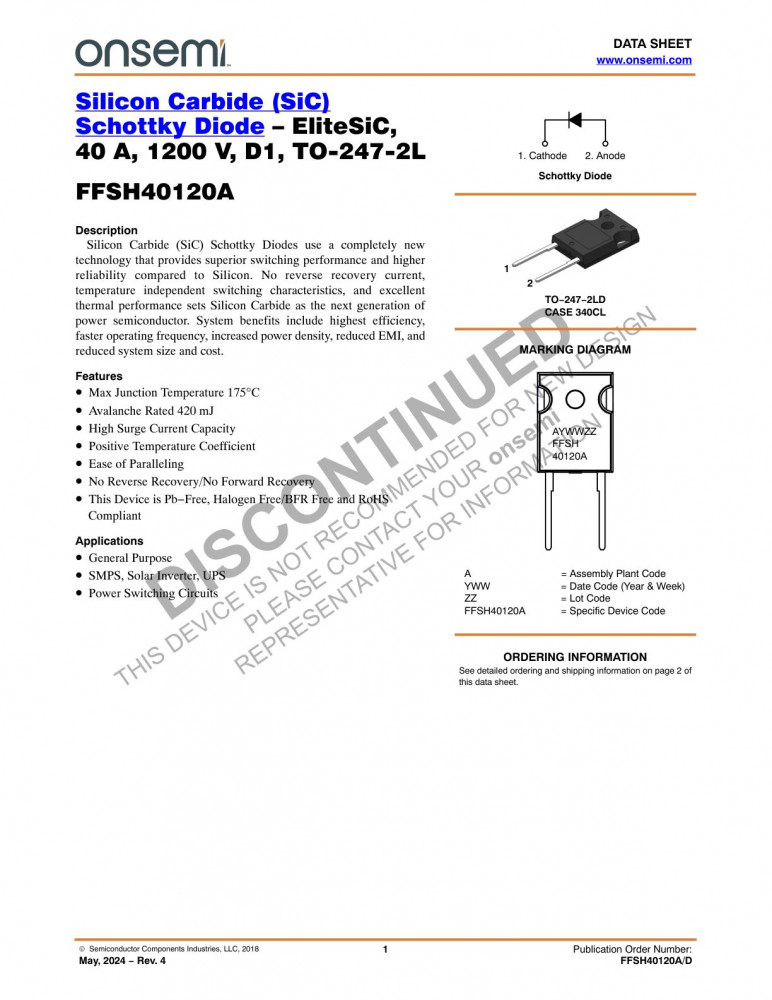 FFSH40120A datasheet page 1