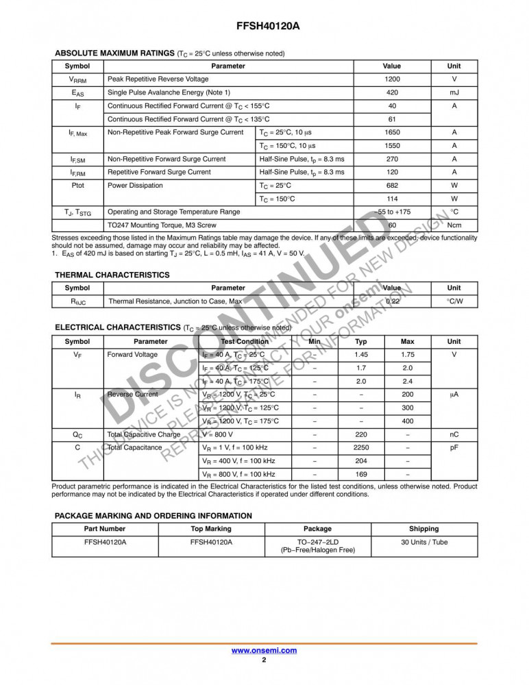 FFSH40120A datasheet page 2