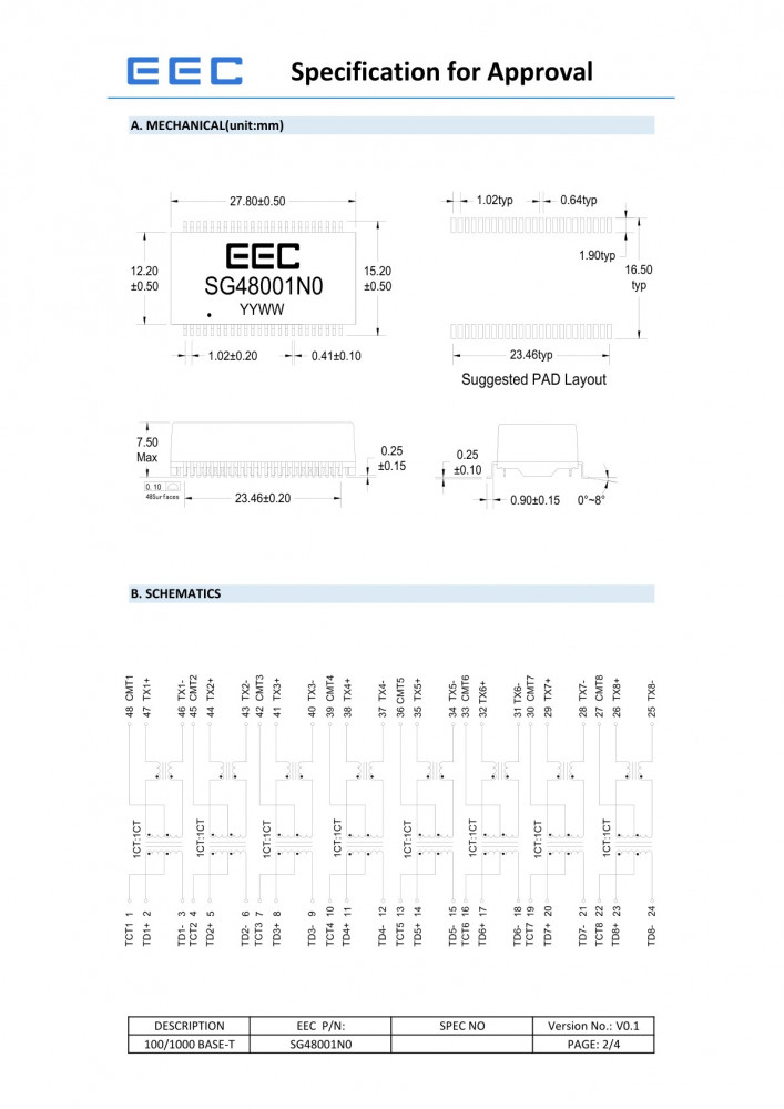 SG48001N0 approval specification page 3