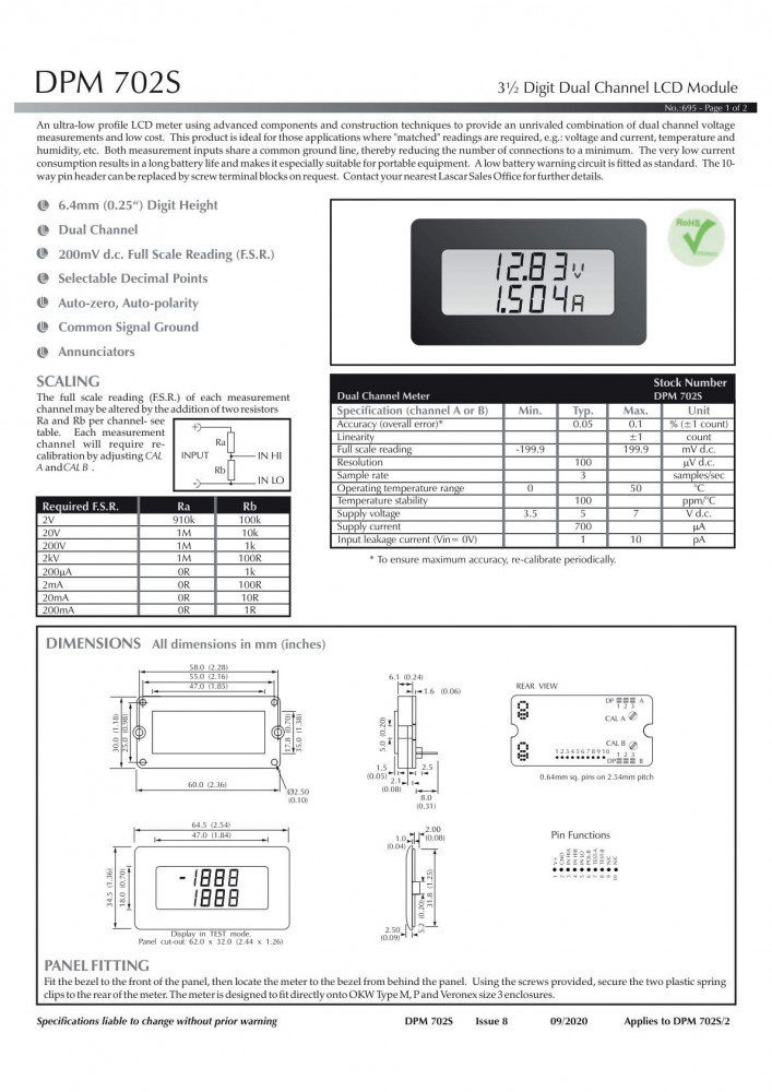 DPM 702S technical document, page 1