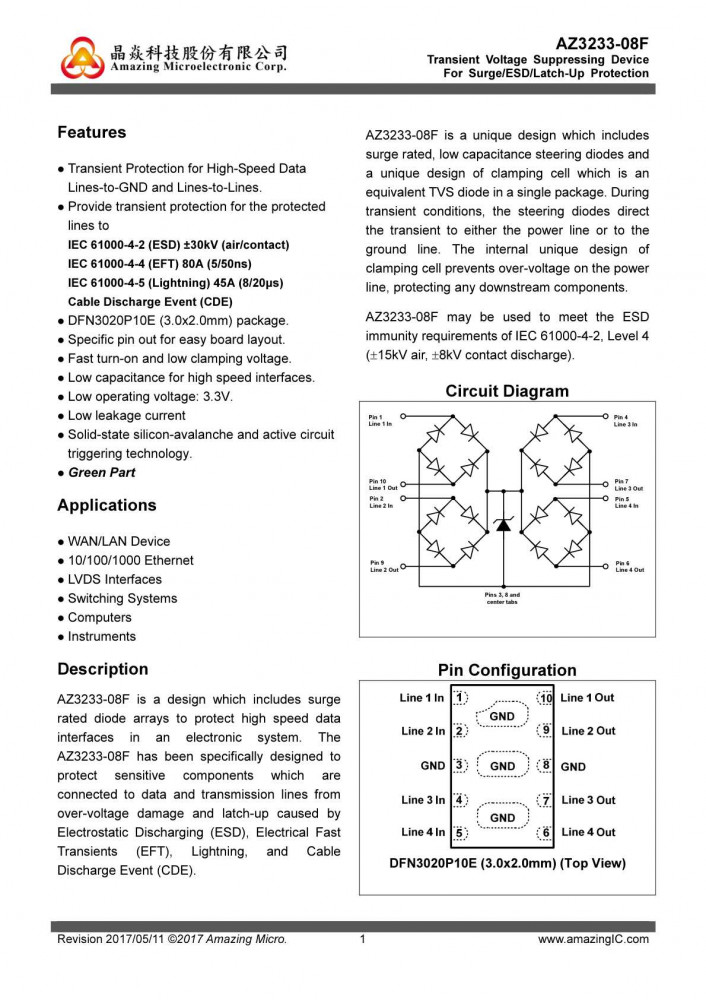 AZ3233-08F datasheet page 1