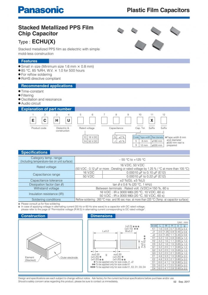 Panasonic ECHU(X) datasheet page 1