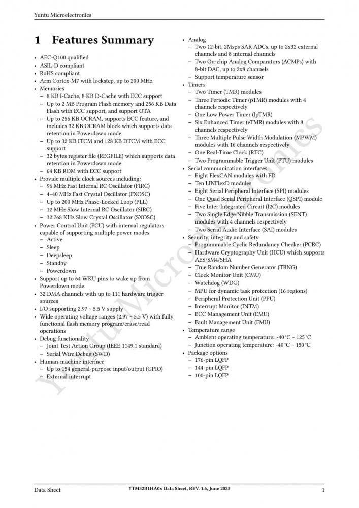 YTM32B1HA0x datasheet page 2