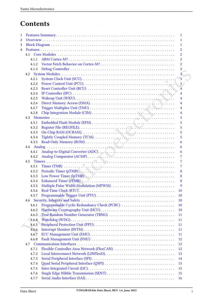 YTM32B1HA0x datasheet page 3