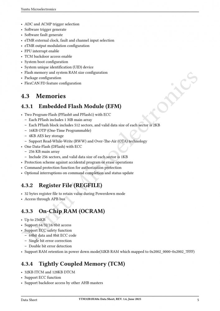 YTM32B1HA0x datasheet page 9