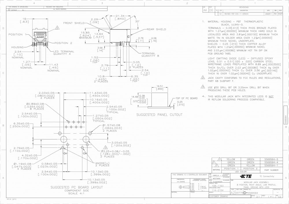 TE Connectivity 5569564-1 technical document preview