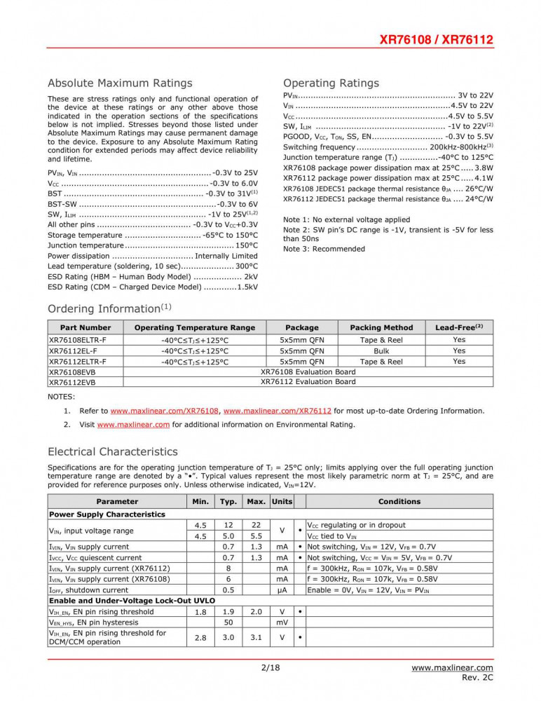 XR76108ELTR-F datasheet page 2