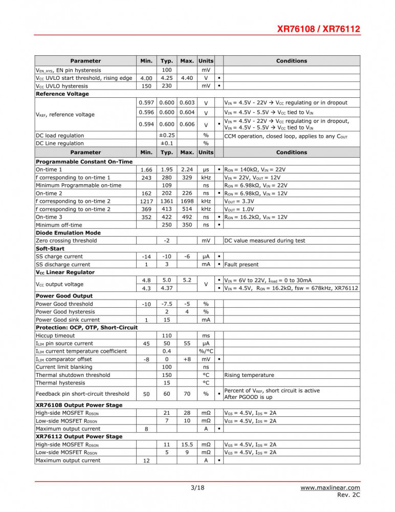 XR76108ELTR-F datasheet page 3