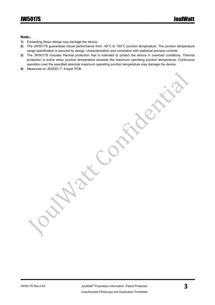 JW5017S datasheet page 3
