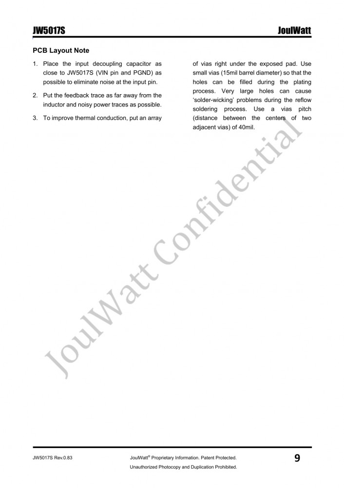 JW5017S datasheet page 9