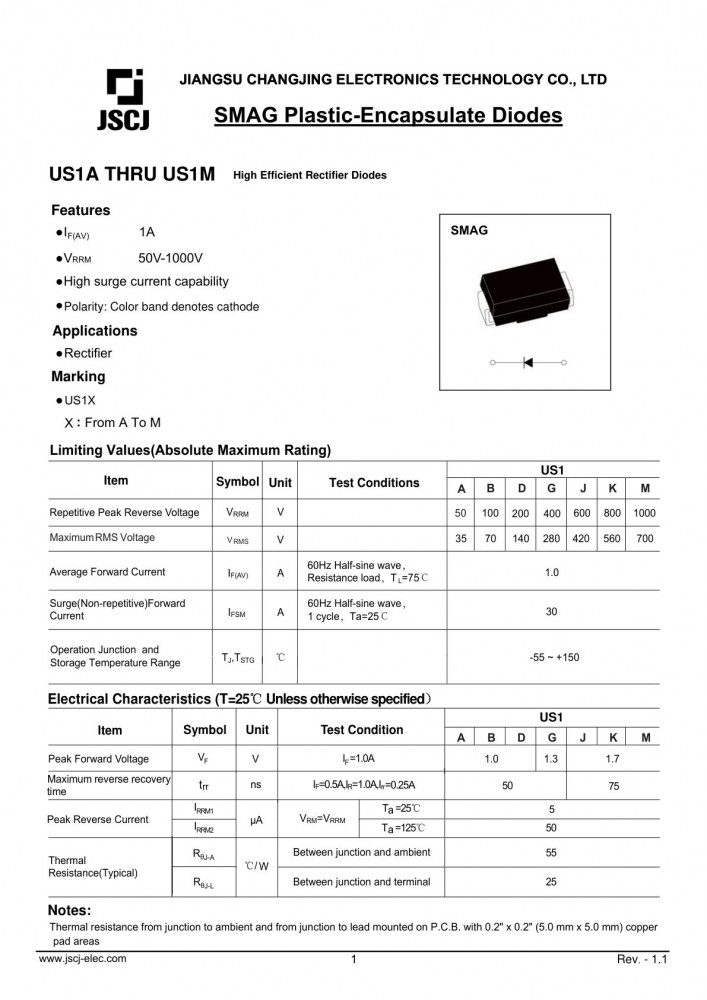 JSCJ US1B datasheet page 1