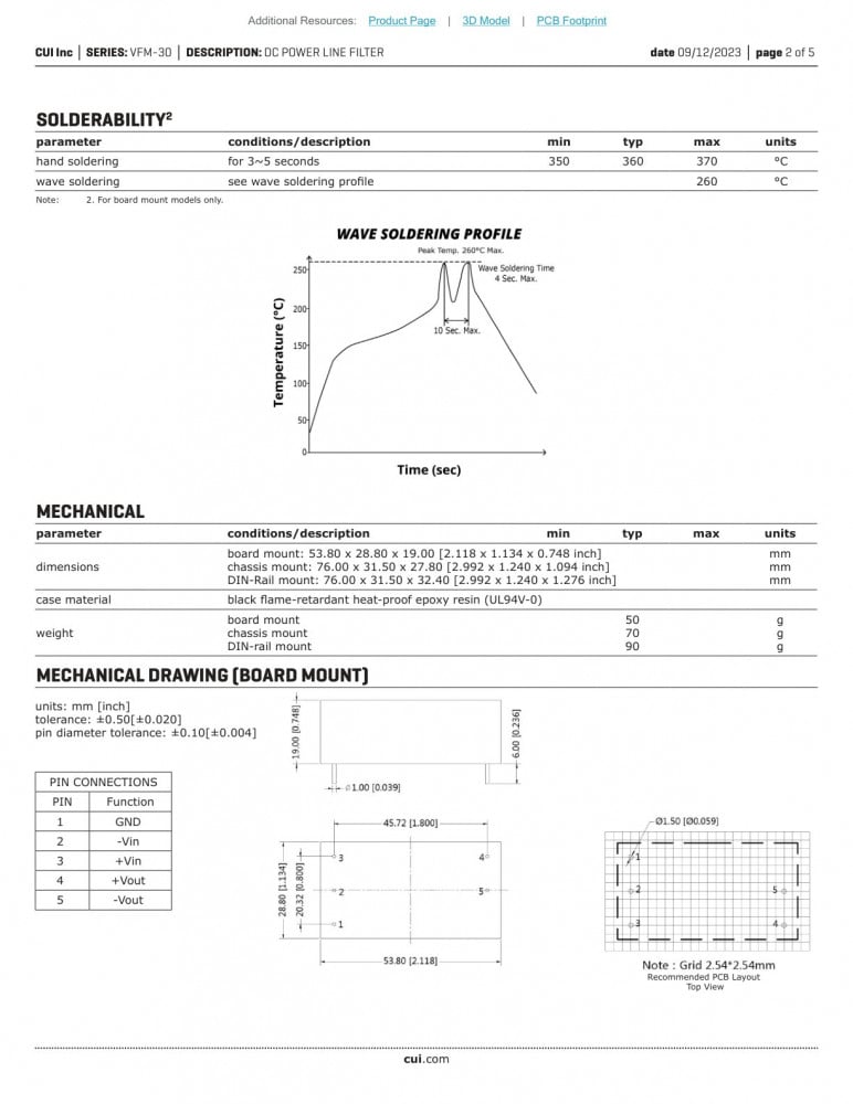 CUI VFM-30-T datasheet page 2