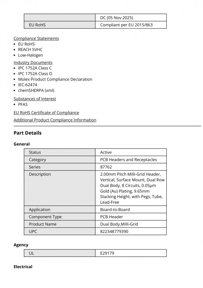 MOLEX 877620873 technical document page 2