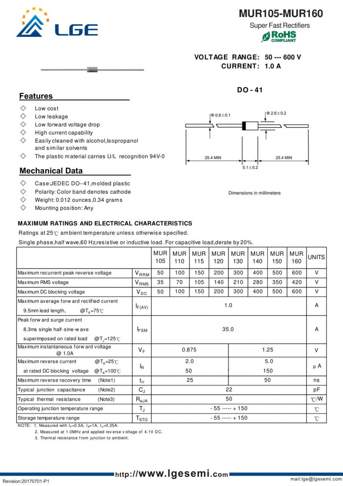 LGE MUR120 datasheet page 1