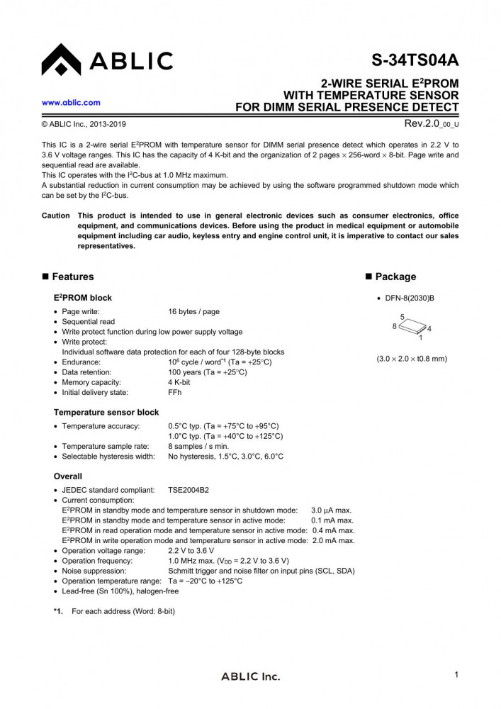 ABLIC S-34TS04A datasheet page 1