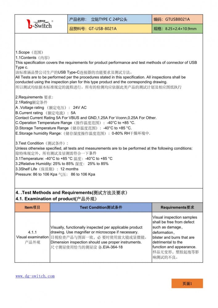 GT-USB-8021A specification page 3