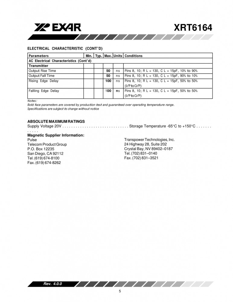 XRT6164CDTR-F datasheet page 5