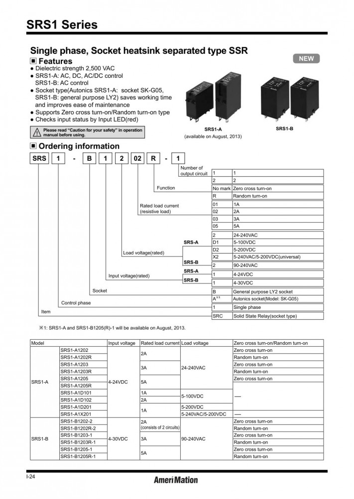 SRS1 Series technical document page 1