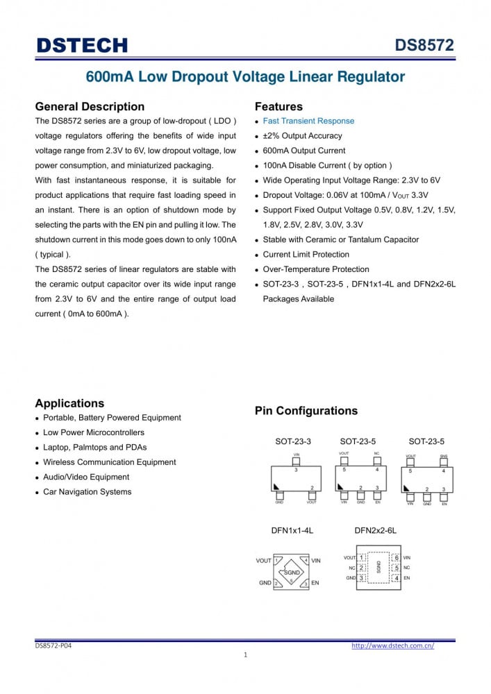 DS8572 datasheet page 1