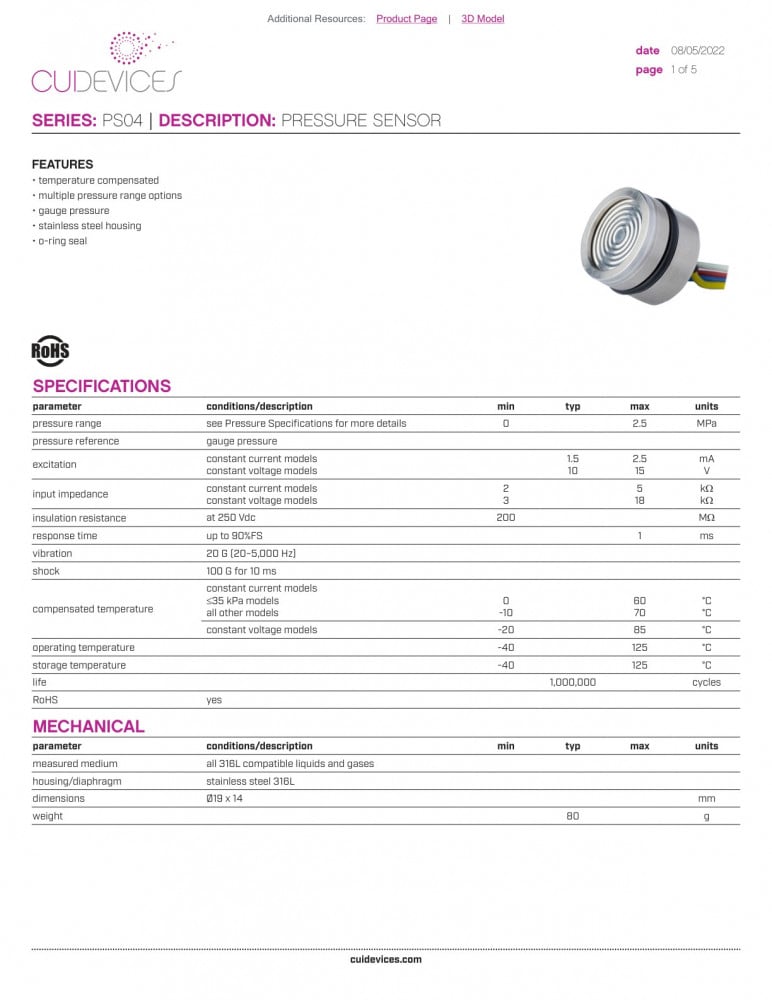 PS04-G160KP-A4W datasheet page 1