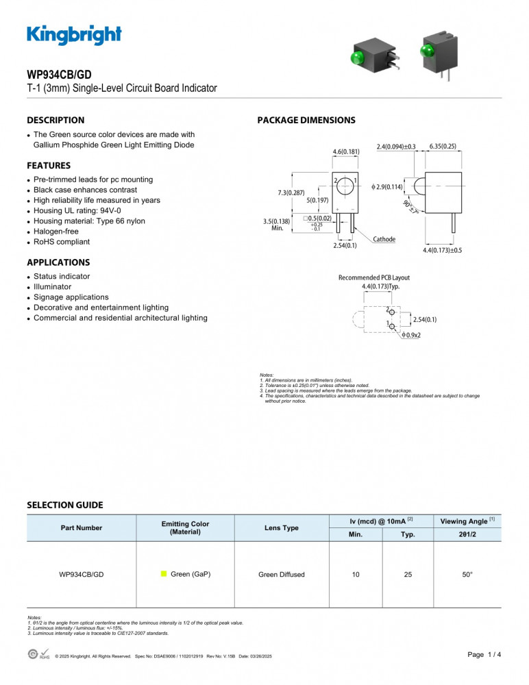 WP934CB/GD datasheet page 1