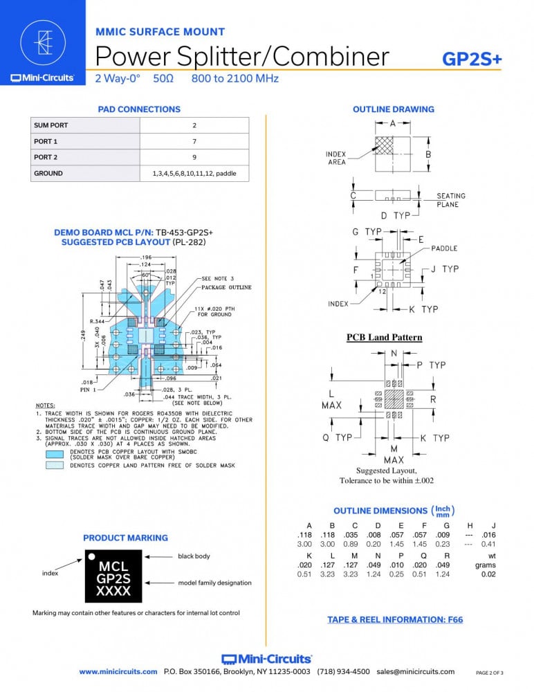 GP2S+ technical datasheet page 2