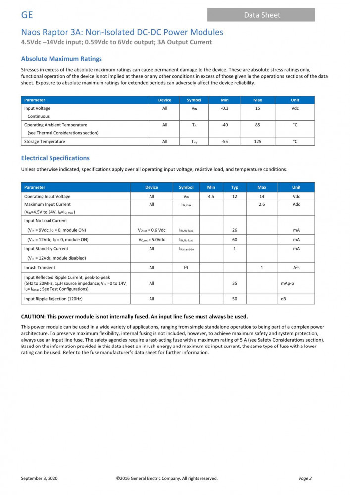 NSR003A0X4Z datasheet page 2