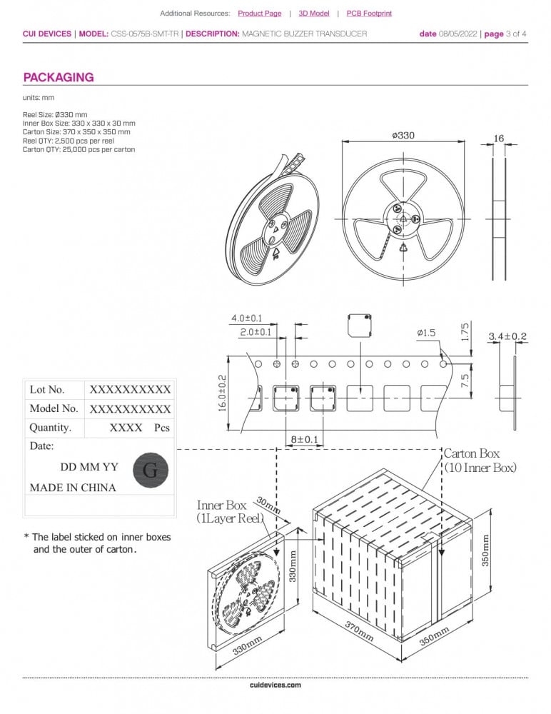 CSS-0575B-SMT-TR datasheet page 3